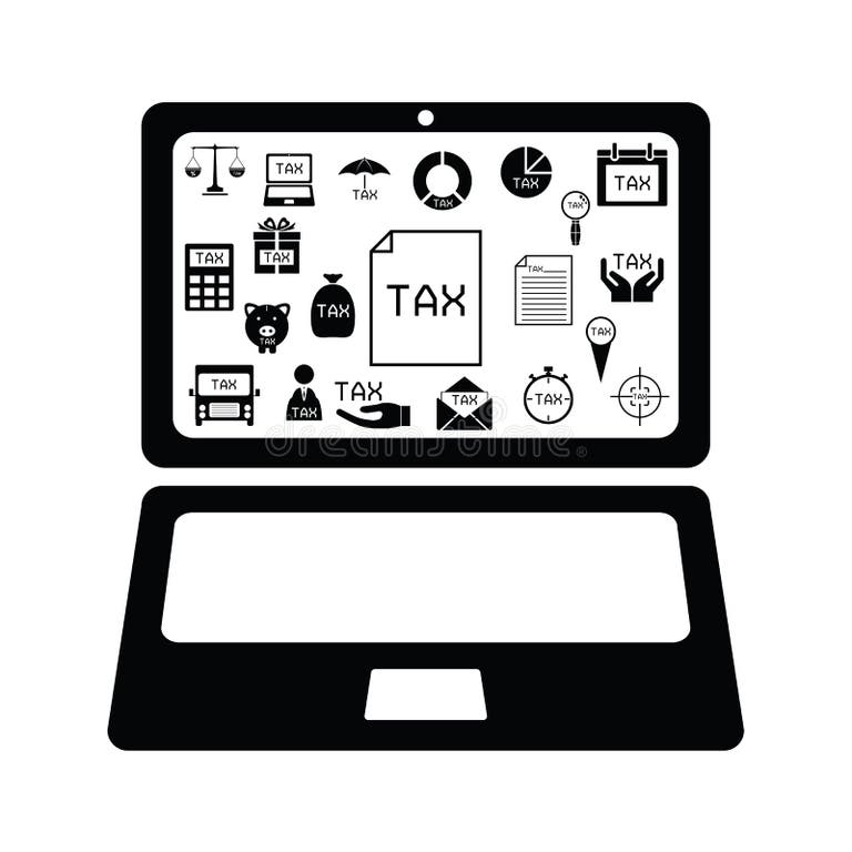 Computer tax concept stock vector. Illustration of white - 140779120