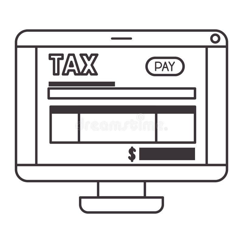 Computer with tax on line stock vector. Illustration of finance - 144063618