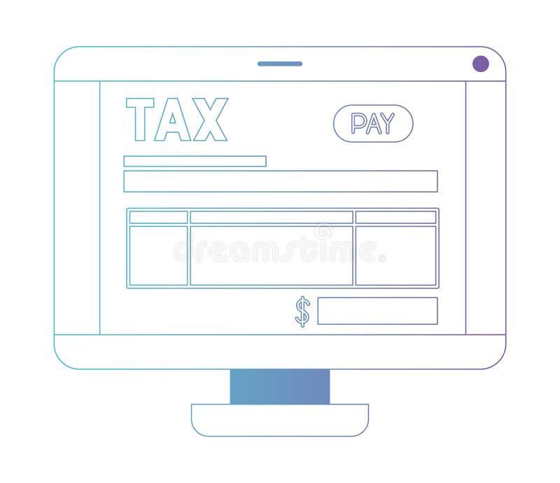 Computer with tax on line stock vector. Illustration of digital - 144230355