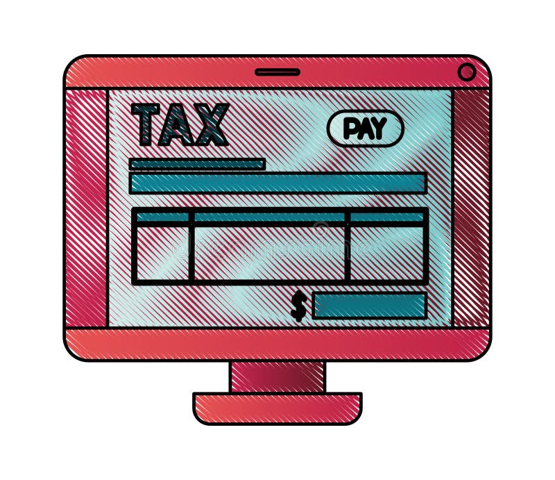 Computer with tax on line stock vector. Illustration of result - 152975893