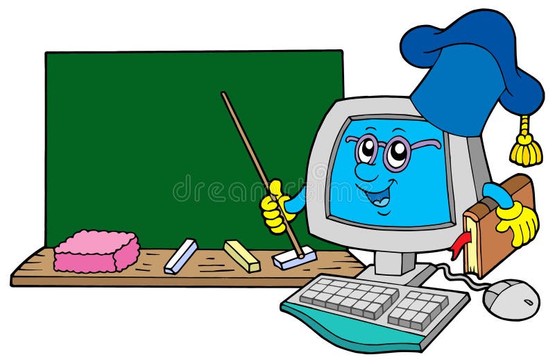 Computer Teacher with Blackboard Stock Vector - Illustration of color ...