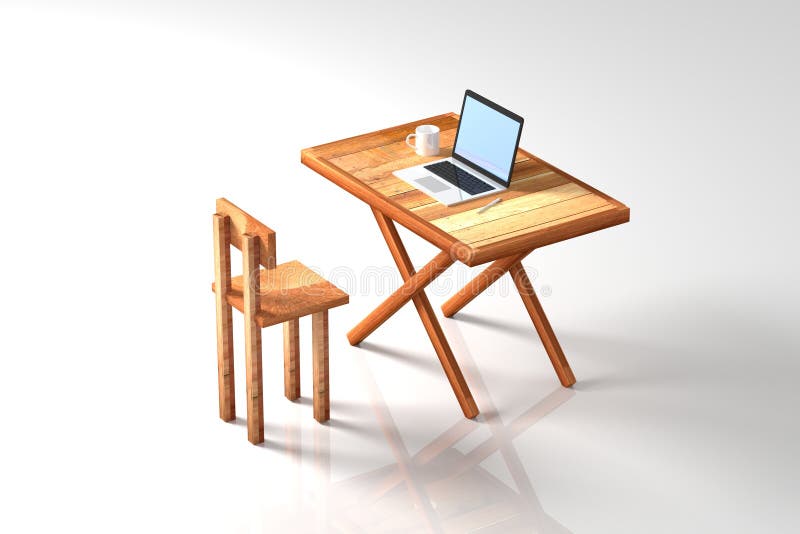 Computer on teble stock illustration. Illustration of inspire - 58744199