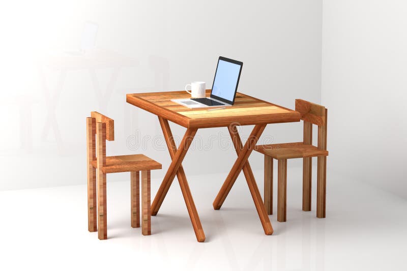 Computer on teble stock illustration. Illustration of inspire - 58744199