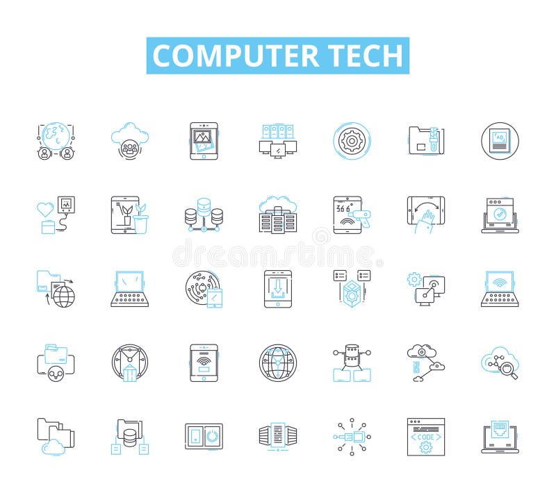 Computer Tech Linear Icons Set. Hardware, Software, Processor, Memory ... Computer Tech Linear Icons Set. Hardware, Software, Processor, Memory ...