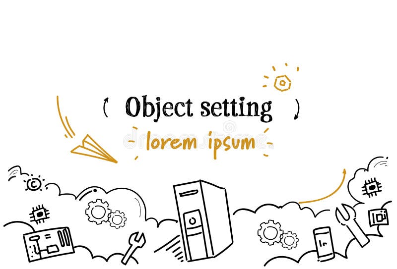 Computer Technical Service Object Setting Concept Sketch Doodle ...