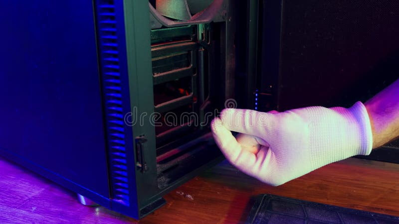 Computer Technician Cleaning Empty PC Case for Workstation. Concept of ...