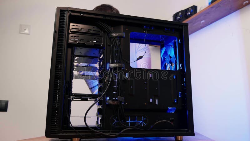 Computer Technician Cleaning Empty PC Case for Workstation. Concept of ...