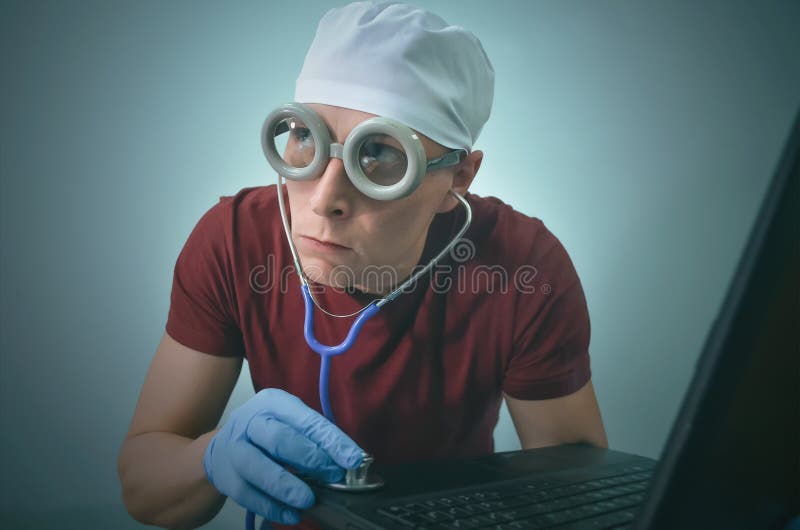 Computer doctor. stock image. Image of laptop, doctor - 129146255
