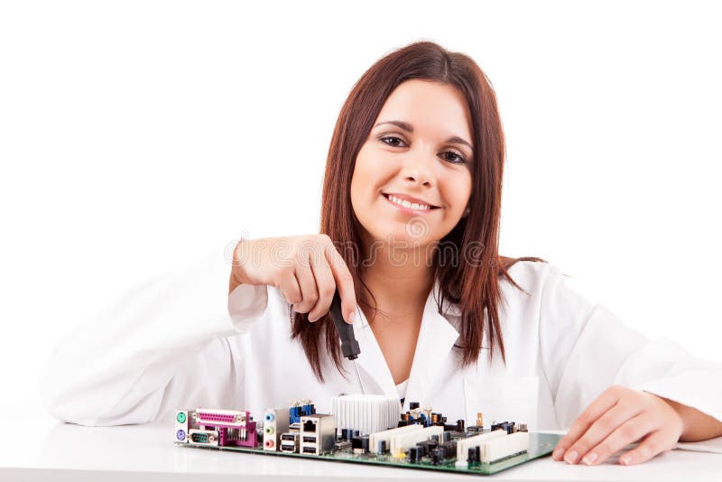 Computer technician stock image. Image of engineer, girl - 31312279
