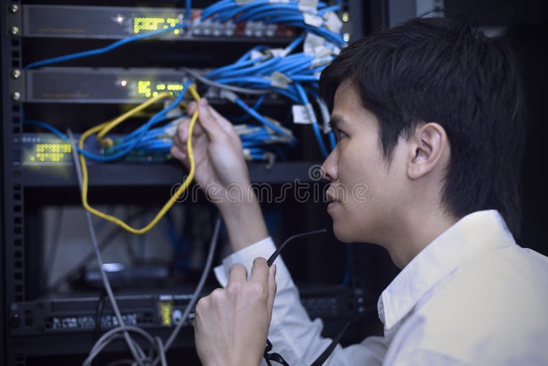 Computer Technician Inspecting Cables. Conceptual Image Stock Image ...