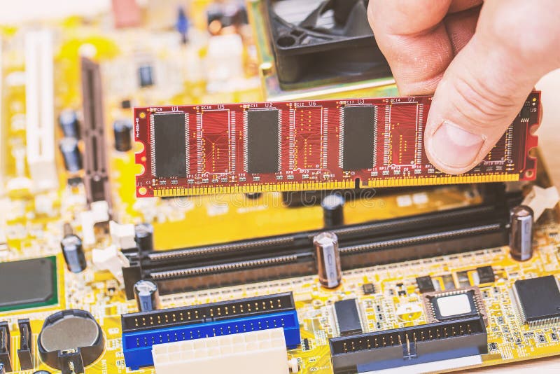 Installing memory stock image. Image of built, attach - 20190005