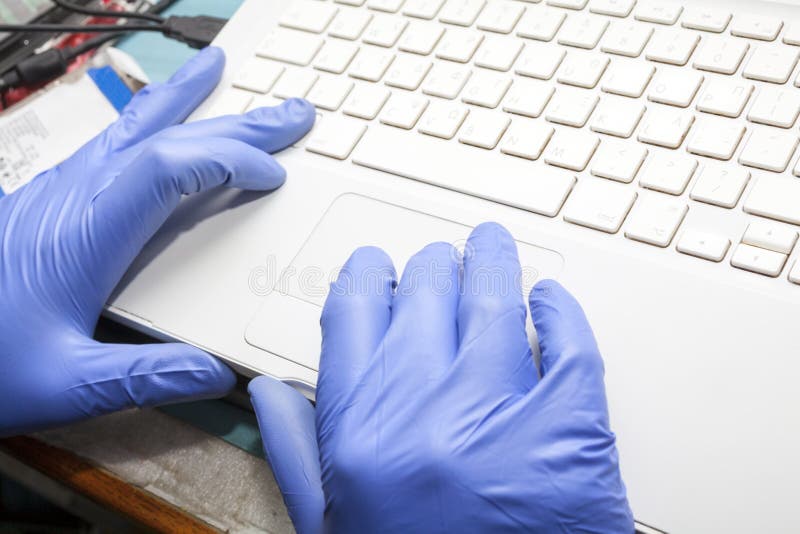 Computer Technician Repair Laptop Stock Image - Image of worker ...