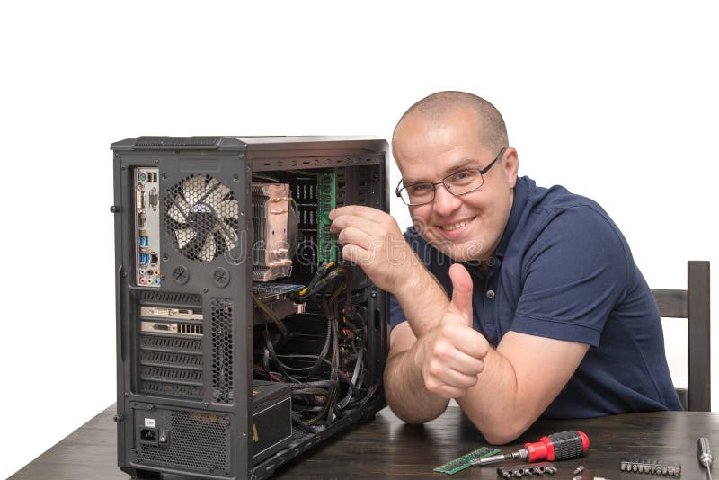Computer Technician Repairing Computer System Stock Photo - Image of ...