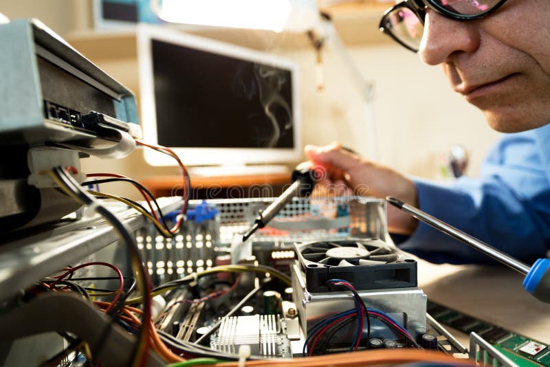 Computer Technician Repairing Hardware with Tools Stock Image - Image ...