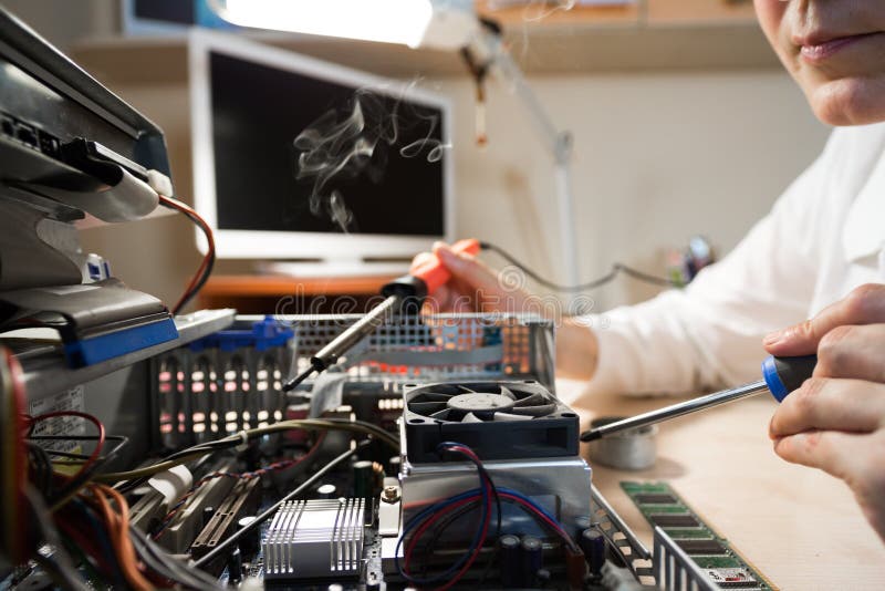 Computer Technician Repairing Hardware with Tools Stock Photo - Image ...