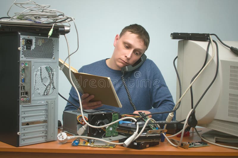 Computer Technician Specialist. PC Repairman. Stock Photo - Image of ...