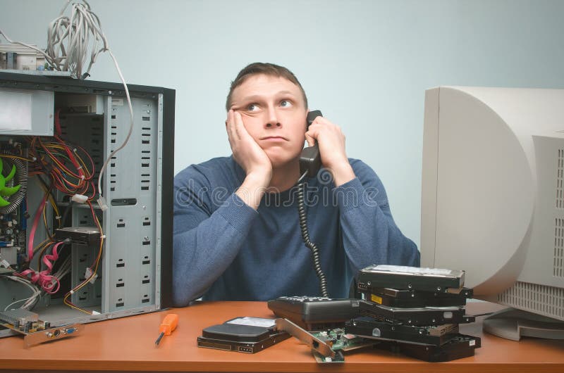 Computer technician. stock image. Image of work, repair - 129464681