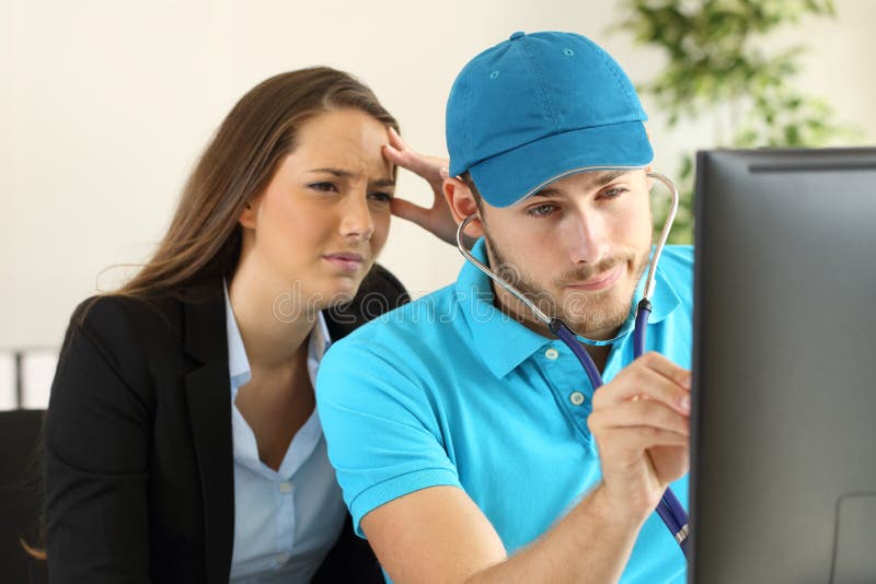 Computer Technician Trying To Repair a Pc Stock Photo - Image of ...
