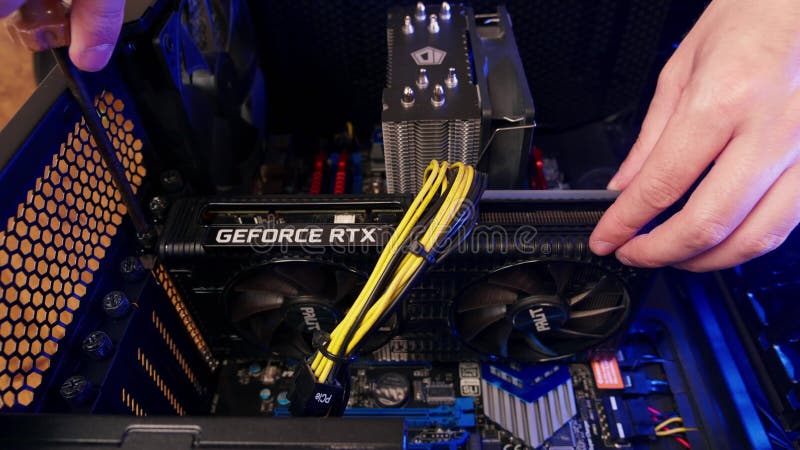 Computer Technician Installing Hard Disk Close Up in PC Case. . Minsk ...