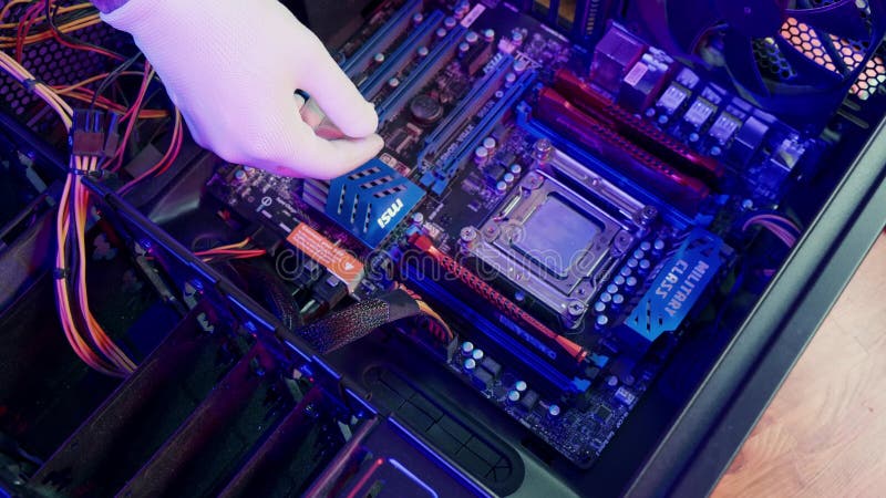 Computer Technician Uninstalling RAM Out PC Case. Assemble Computer System Unit Stock Video ...