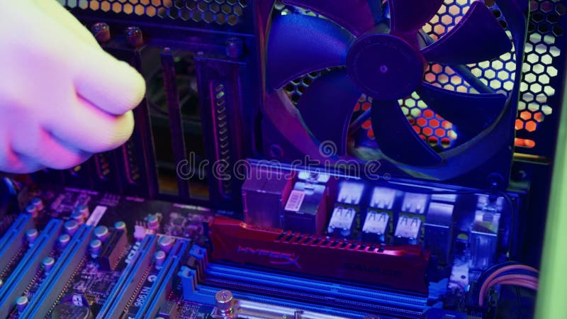 Computer Technician Uninstalling RAM Out PC Case. Assemble Computer System Unit Stock Footage ...