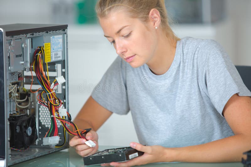 Computer Technician Working on Computer Stock Photo - Image of work ...
