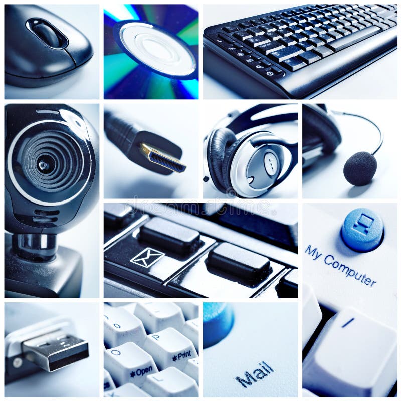 Technology collage stock photo. Image of cables, discs - 7738842