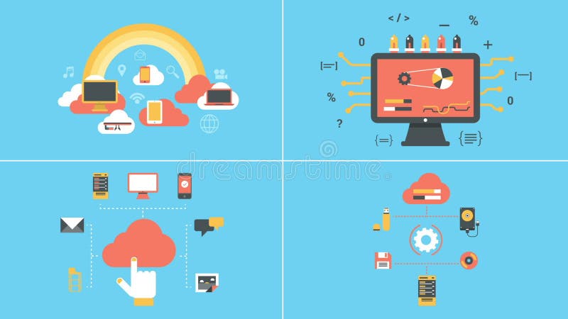 Computer Technology Animated Flat Icons Set Stock Footage - Video of ...