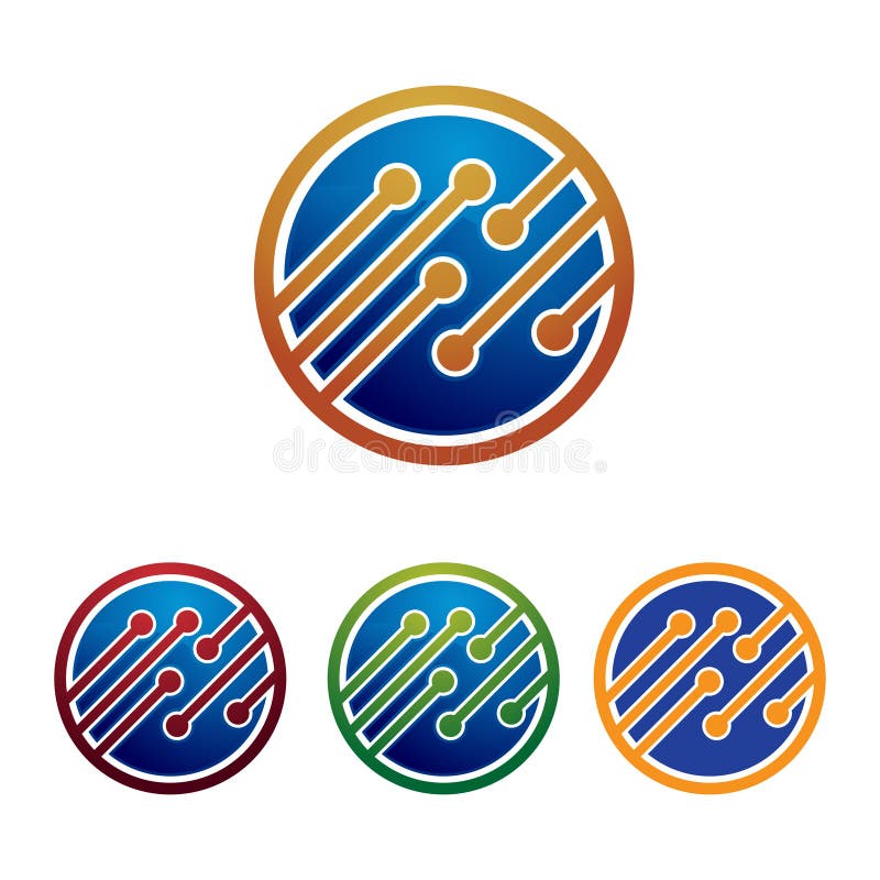 Computer Technology Circle Connection Communication Logo Stock Vector ...