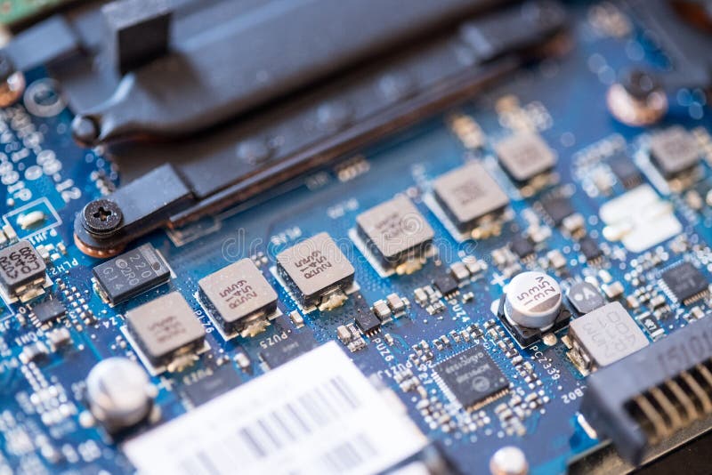 Computer Technology: Close Up of a Computer Chip on a Circuit Board ...