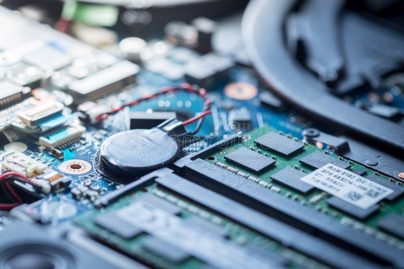 Computer Technology: Close Up of a Computer Chip on a Circuit Board ...