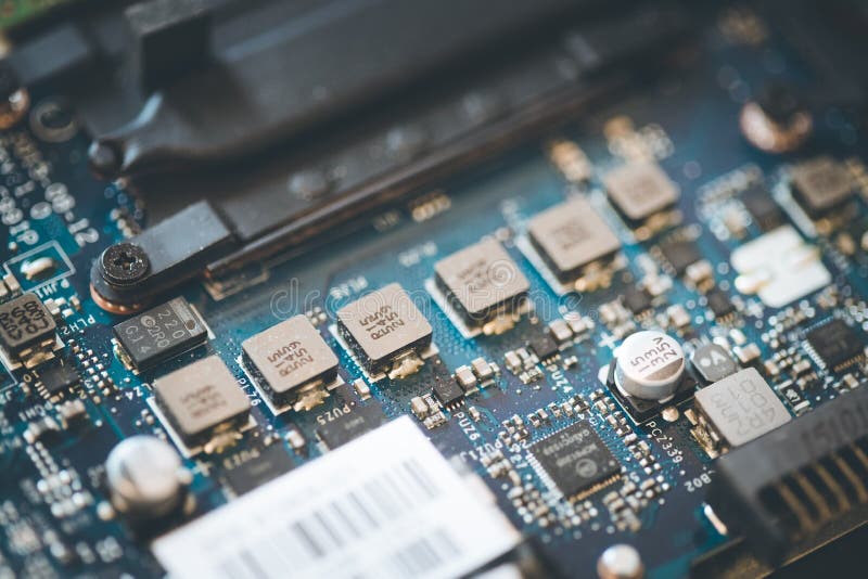 Computer Technology: Close Up of a Computer Chip on a Circuit Board ...