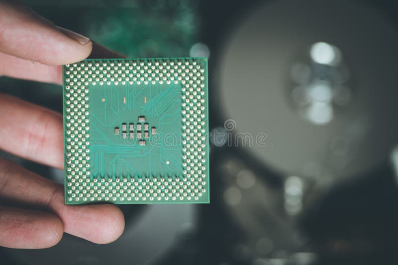 Computer Technology: Close Up of a Computer Chip on a Circuit Board ...