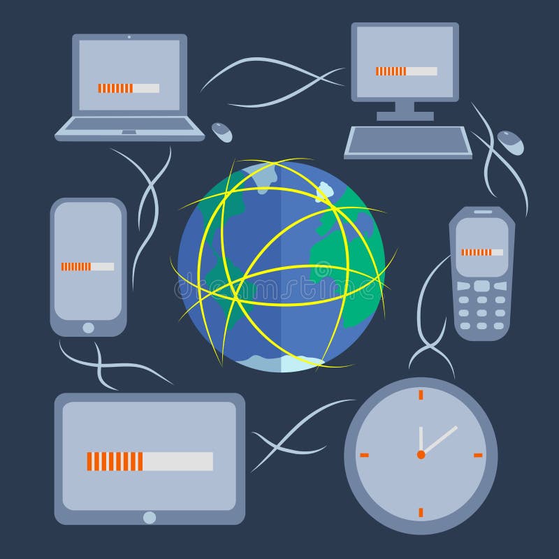 Computer Technology and Communication Stock Vector - Illustration of ...