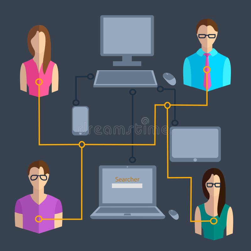 Computer Technology Communication People Stock Vector - Illustration of ...