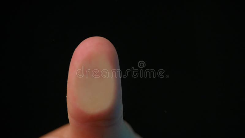 Male Thumb Finger Touches Glass Screen Panel, Transparent Surface with ...