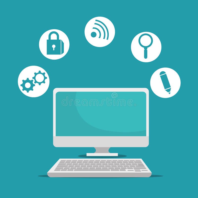 Computer Technology with Digital Social Apps Stock Vector ...