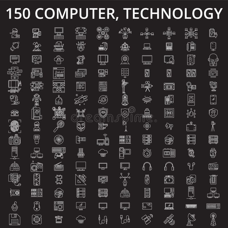 Technology Editable Line Icons, 100 Vector Set, Collection. Technology ...