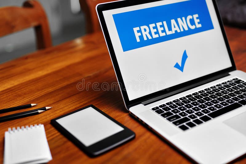 Computer Technology. Freelance Work Concept. Laptop, Notebook Stock ...