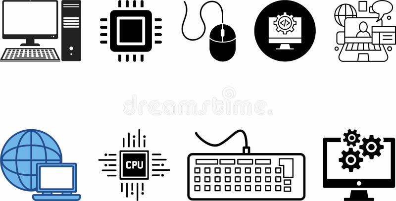 Computer Technology Icon Set Collection Stock Vector - Illustration of ...