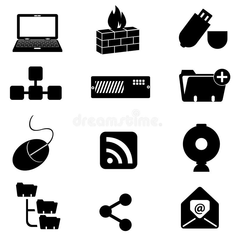 Computer Technology Vector Symbols or Icons Set Stock Vector ...
