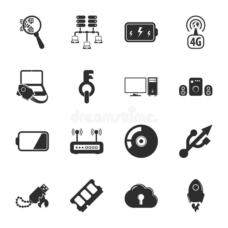 Computer, Technology 16 Icons Universal Set for Web and Mobile Stock ...
