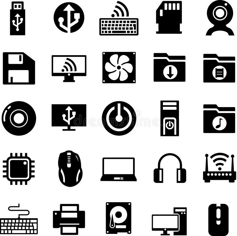 Computer Technology Icons Set, Innovation Vector Illustration and Wifi ...