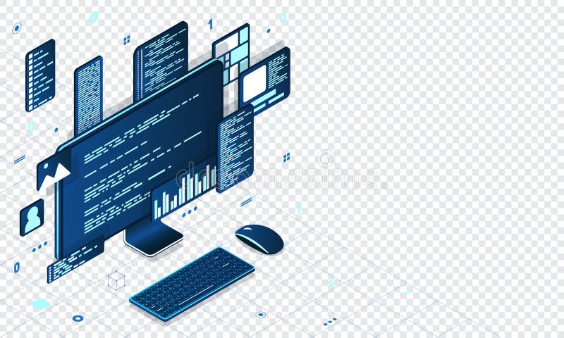 Computer Technology Isometric Illustration. Desktop Computer Platforms ... Computer Technology Isometric Illustration. Desktop Computer Platforms ...