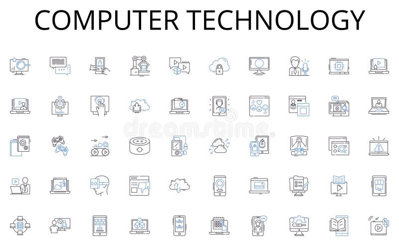 Computer Technology Line Icons Collection. Adtech, PPC, Impressions ...