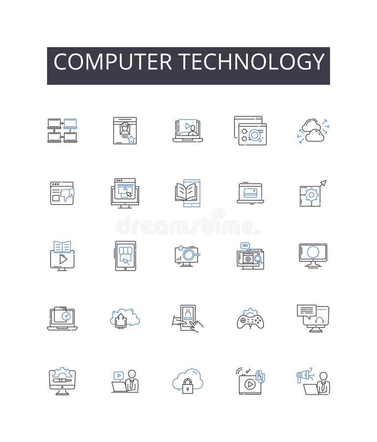Computer Technology Line Icons Collection. Adventure, Fun, Exploration ...