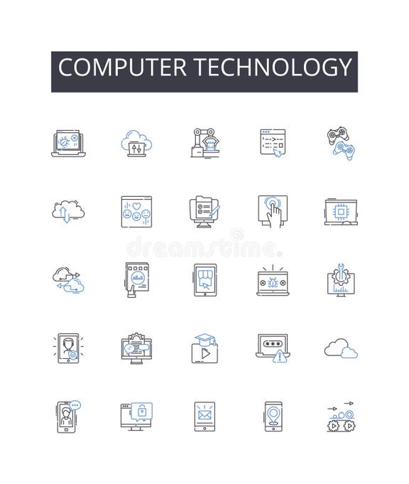 Computer Technology Line Icons Collection. Information Technology ...