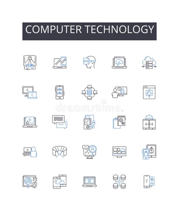 Computer Technology Line Icons Collection. Information Technology ...