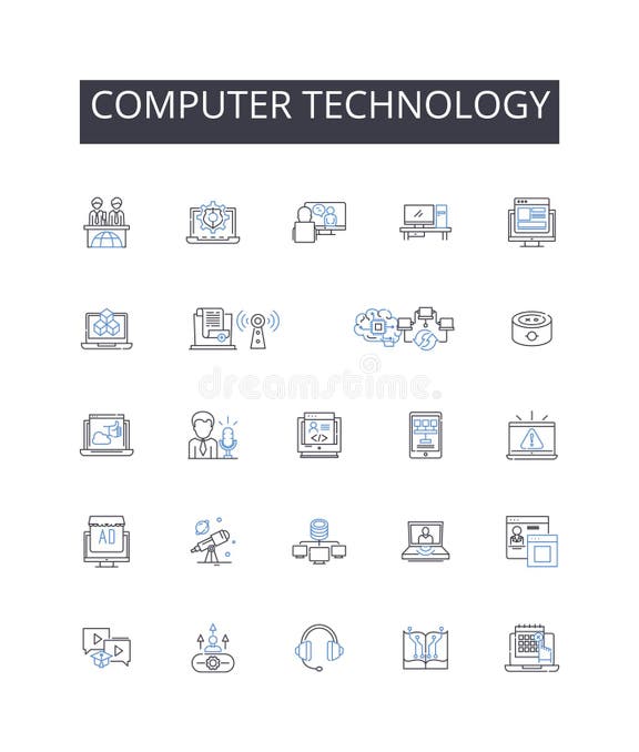 Computer Technology Line Icons Collection. Information Technology ...