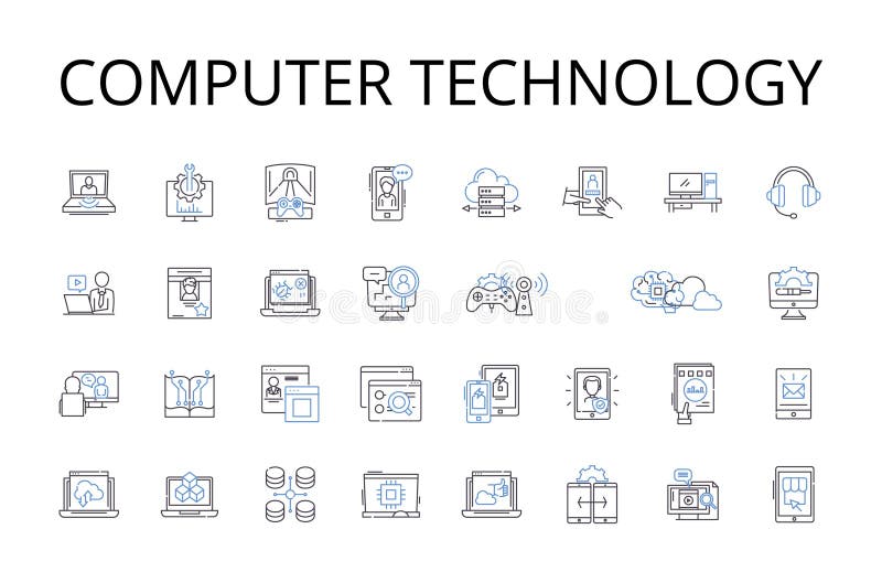 Computer Technology Line Icons Collection. Information Technology ...